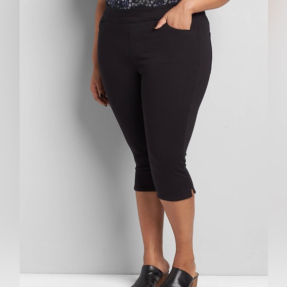 Lane Bryant | Pants & Jumpsuits | Lane Bryant Black Denim Pedal Capris ...